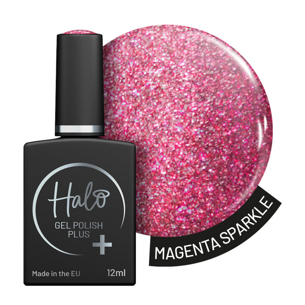 Buy Halo Hema Free Gel Polish Plus Magenta Sparkle 12ml – Salons Direct